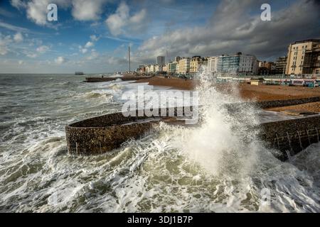 Brighton, January 23rd 2026: Storm Ingrid sends waves crashing onto ...