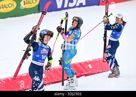 From left second Paula Moltzan of USA, winner Sara Hector of Sweden ana ...