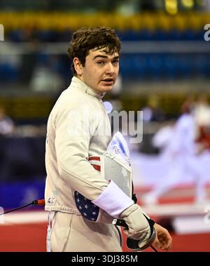 Nathaniel Wimmer (L) of the United States and Simon Renjie Lee of ...