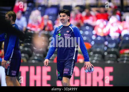 Herning, Denmark 20260124. Simen Lyse, Martin Hovde and August Pedersen ...