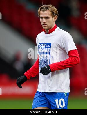 10, Alex Henderson of Accrington Stanley at warm up during the Sky Bet ...