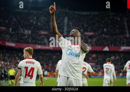 Seville, Spain. 24 january, 2026. Akor Adams (Sevilla FC) during LaLiga ...