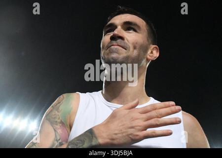 Alessio Romagnoli (SS Lazio) under the away fans at the end of the ...