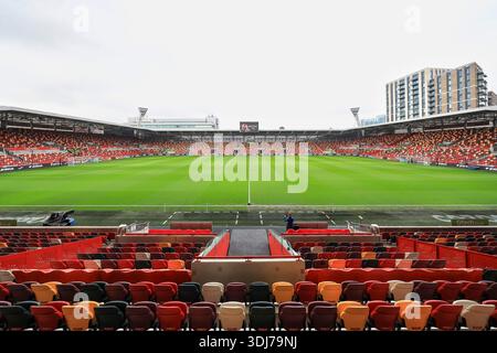 General stadium view inside the Gtech Community Stadium before the ...