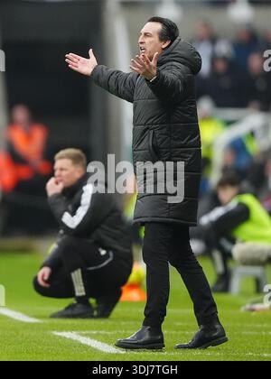 Unai Emery Manager Of Aston Villa gestures during the Newcastle United ...