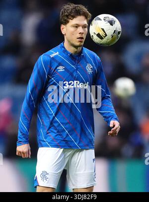 Rangers' Andreas Skov Olsen warming up ahead of the William Hill ...