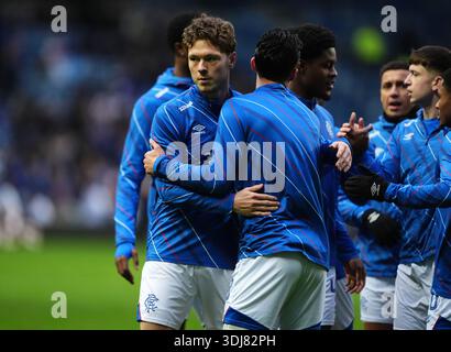 Rangers' Andreas Skov Olsen warming up ahead of the William Hill ...
