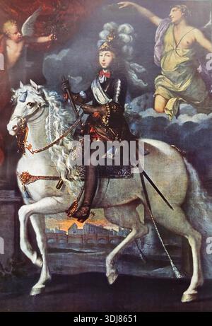 Louis XIV on horseback crowned with Victory before the siege of Namur ...