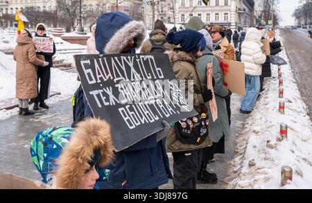 Kyiv, Ukraine - 25th January,2026: Ukrainian people demonstrating in ...