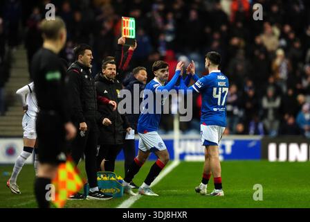 Rangers' Mikey Moore substituted off during the William Hill ...
