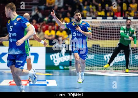 Malmo, Sweden. 25th of January, 2026. Bence Imre (91) of Hungary seen ...