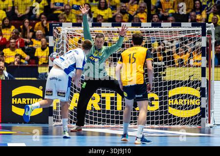 Malmo, Sweden. 25th of January, 2026. Viggo Kristjansson (7) of Iceland ...