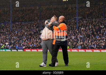 Pitch Invader during the Portsmouth v Southampton EFL Sky Bet ...