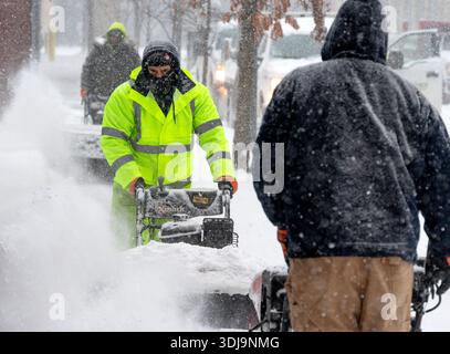 Pittsburgh, United States. 25th Jan, 2026. A couple walks and makes the ...