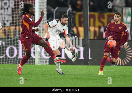 Adrien Rabiot of AC Milan and Manu Kone of AS Roma during AS Roma vs AC ...