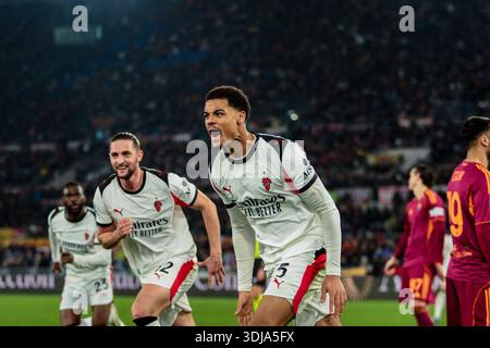 Koni De Winter of AC Milan goal celebrations during AS Roma vs AC Milan ...