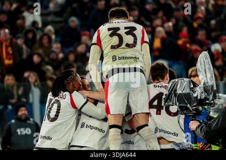 Koni De Winter of AC Milan goal celebrations during AS Roma vs AC Milan ...