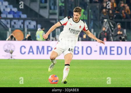 Rome, Italy, 25 January, 2026. AC Milan fans, wave flags during the ...