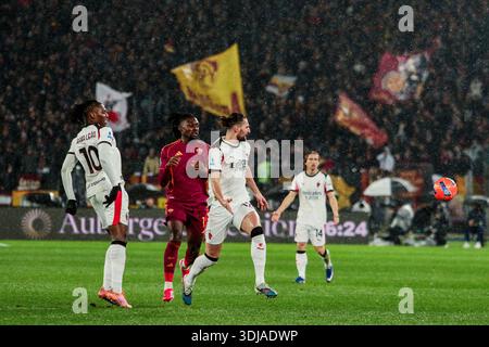 Adrien Rabiot of AC Milan and Manu Kone of AS Roma during AS Roma vs AC ...