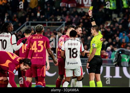 Andrea Colombo referee and Adrien Rabiot of AC Milan during AS Roma vs ...