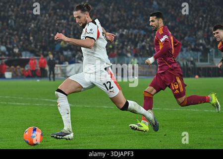 Adrien Rabiot of AC Milan,Zeki Celik of AS Roma during the serie A ...