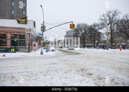Snow blankets Williamsburg, Brooklyn, New York during a winter storm on ...