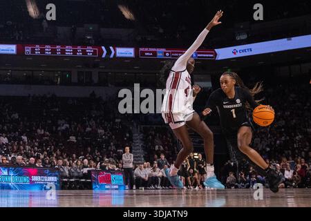 South Carolina guard Agot Makeer (44) looks on during the second half ...