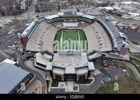 A general overall aerial view of Faurot Field at Memorial Stadium at ...