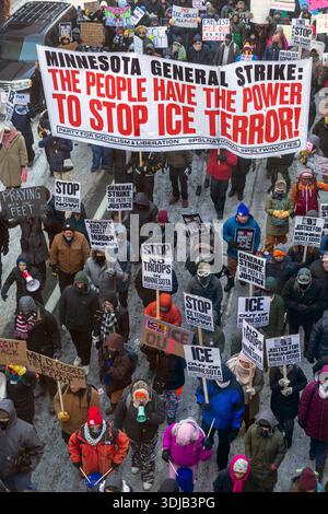 ICE Out Protest downtown Minneapolis on January 23 2026. Protesters ...