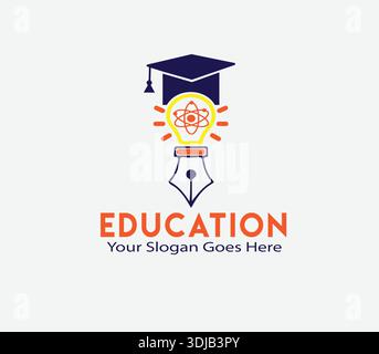 Professional and modern logo template with graduation cap and lightbulb ...