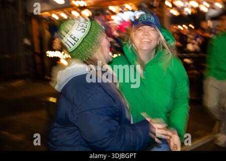 Seattle, USA. 25th Jan 2026. Fans spill into the streets celebrating ...