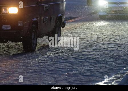 Stralsund, Germany. 26th Jan, 2026. A street in the old town has become ...