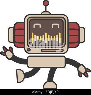 Listening music button A on a character komputer Stock Vector Image ...