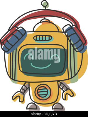 Character listening music in the green christmas ball Stock Vector ...