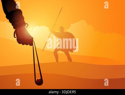 Biblical vector illustration of David and Goliath Stock Vector Image ...