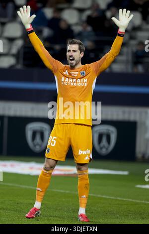 Paris, France - January 4: Goalkeeper Kevin Trapp of Paris FC receives ...