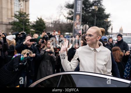 Alex Consani attends the Schiaparelli Haute Couture Week Spring/Summer ...