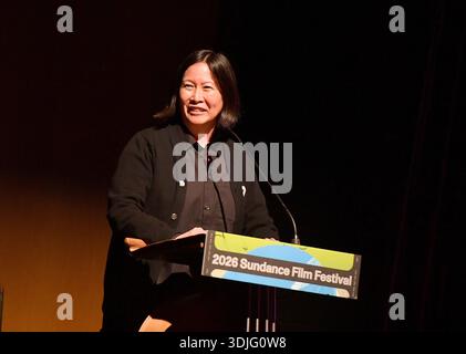 Kim Yutani speaks during the intro the "Give Me The Ball!" Premiere ...