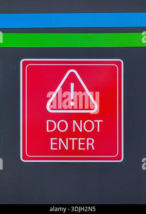 Red Warning Sign Do Not Enter Exclamation Mark Caution at Black Wall ...