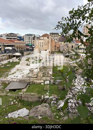Hadrian's Library (Bibliotheca Hadriani). Roman public library ruins ...