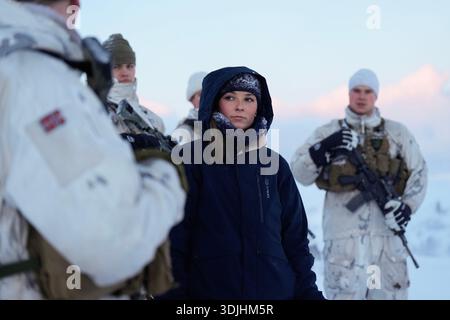 Kirkenes , Norway 20260127. Princess Ingrid Alexandra drives a dog sled ...