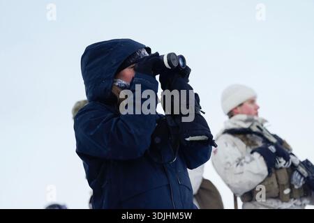 Kirkenes , Norway 20260127. Princess Ingrid Alexandra drives a dog sled ...