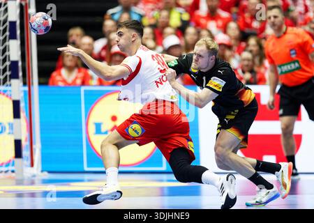 Herning, Denmark. 26th, January 2026. Magnus Landin (4) of Denmark seen ...