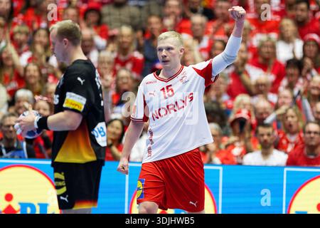 Herning, Denmark. 26th, January 2026. Handball fans of Denmark seen on ...