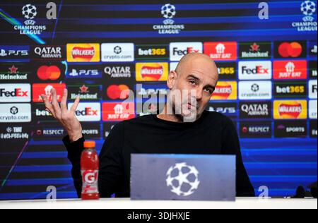 Manchester City manager Pep Guardiola during a press conference at City ...
