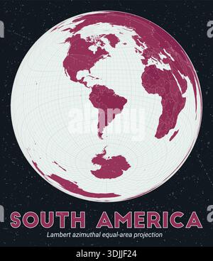 World Map. Lambert azimuthal equal-area projection. Futuristic world ...