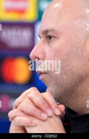 Liverpool manager Arne Slot during a press conference at Anfield ...