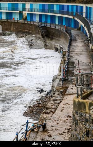 Torquay, UK. 27 Jan 2026. Damage to Torquay Seafront at Meadfoot Beach ...