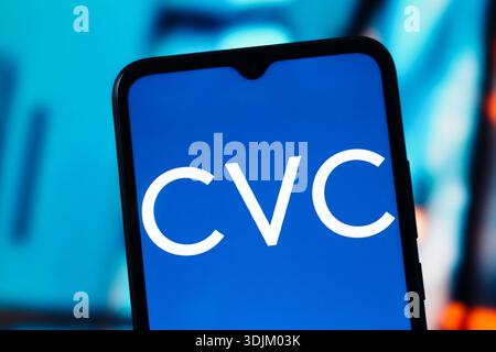 In this photo illustration, the CVC Capital Partners logo is seen on a ...