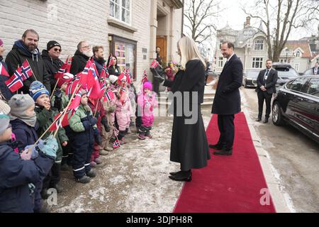 Fredrikstad 20260128. Crown Prince Haakon and Crown Princess Mette ...